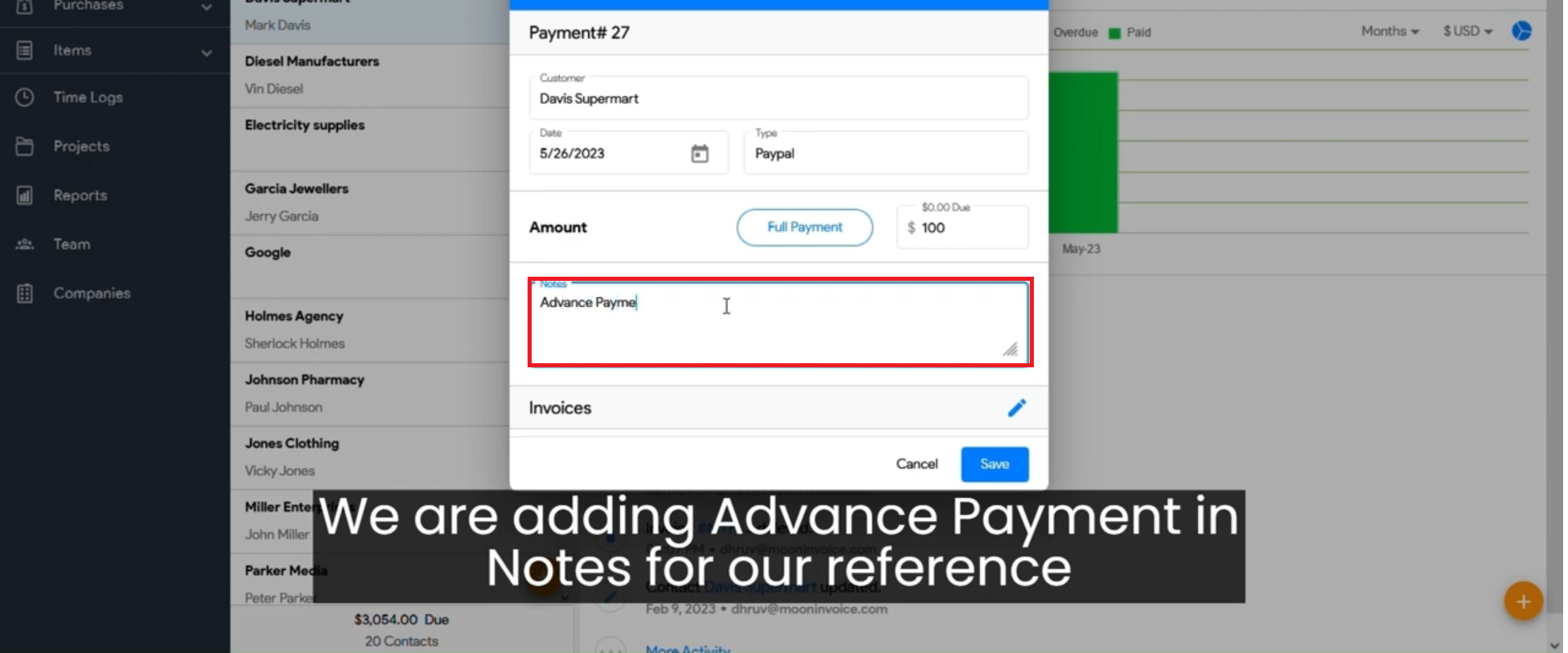 How to Add Advance Payment For Customers in Moon Invoice? – Moon ...