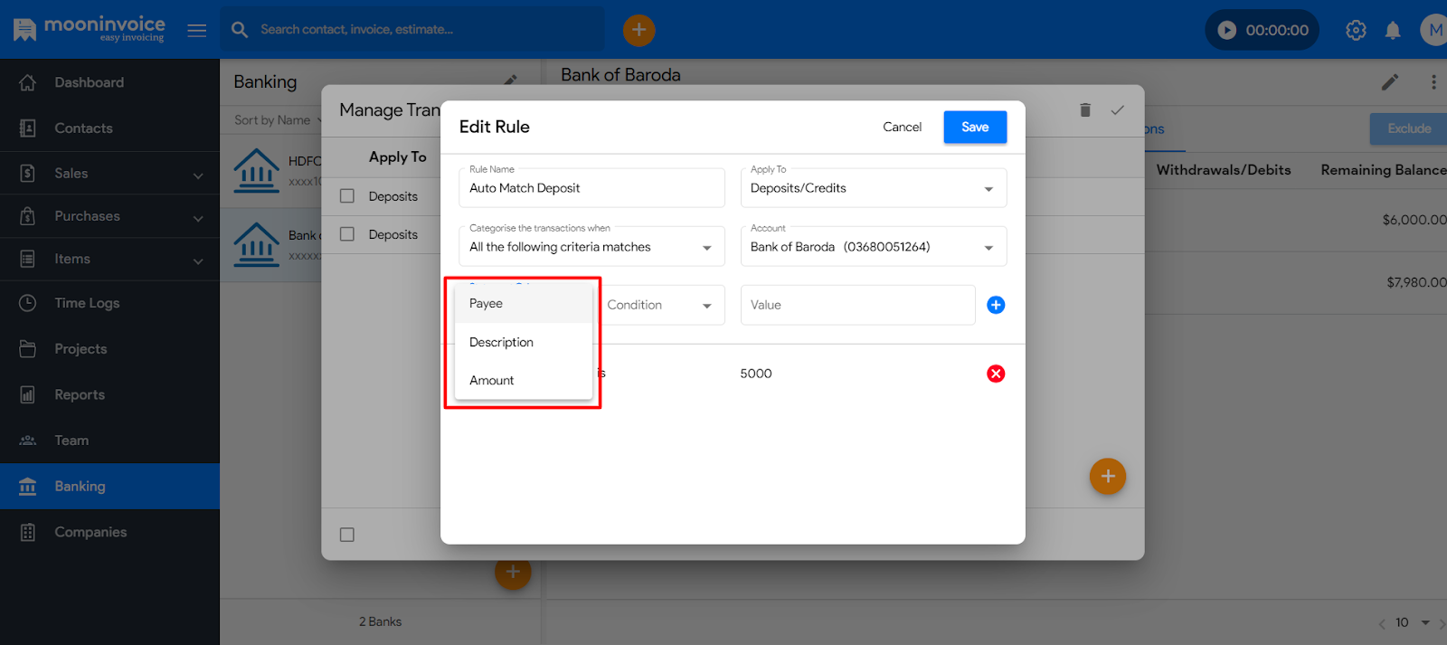 How To Manage Transaction Rules? – Moon Invoice - Easy Invoicing