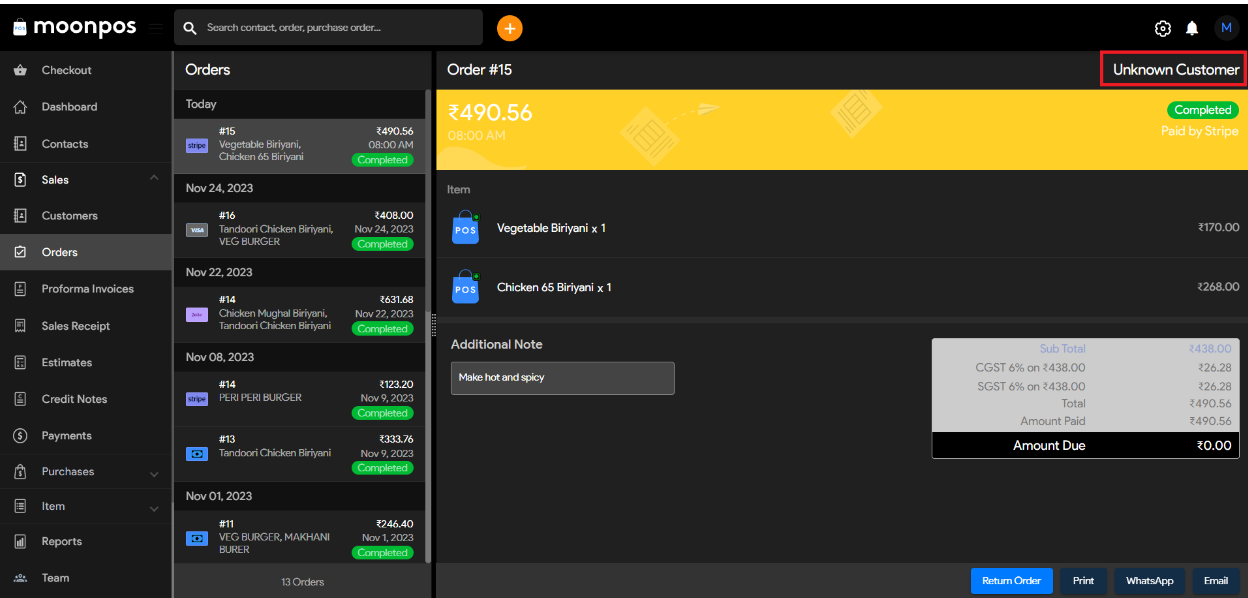 What is unknown customer in Moon POS ? – Moon Invoice - Easy Invoicing