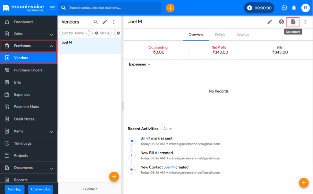 How to generate a PDF of outstanding bills in Moon Invoice? – Moon ...