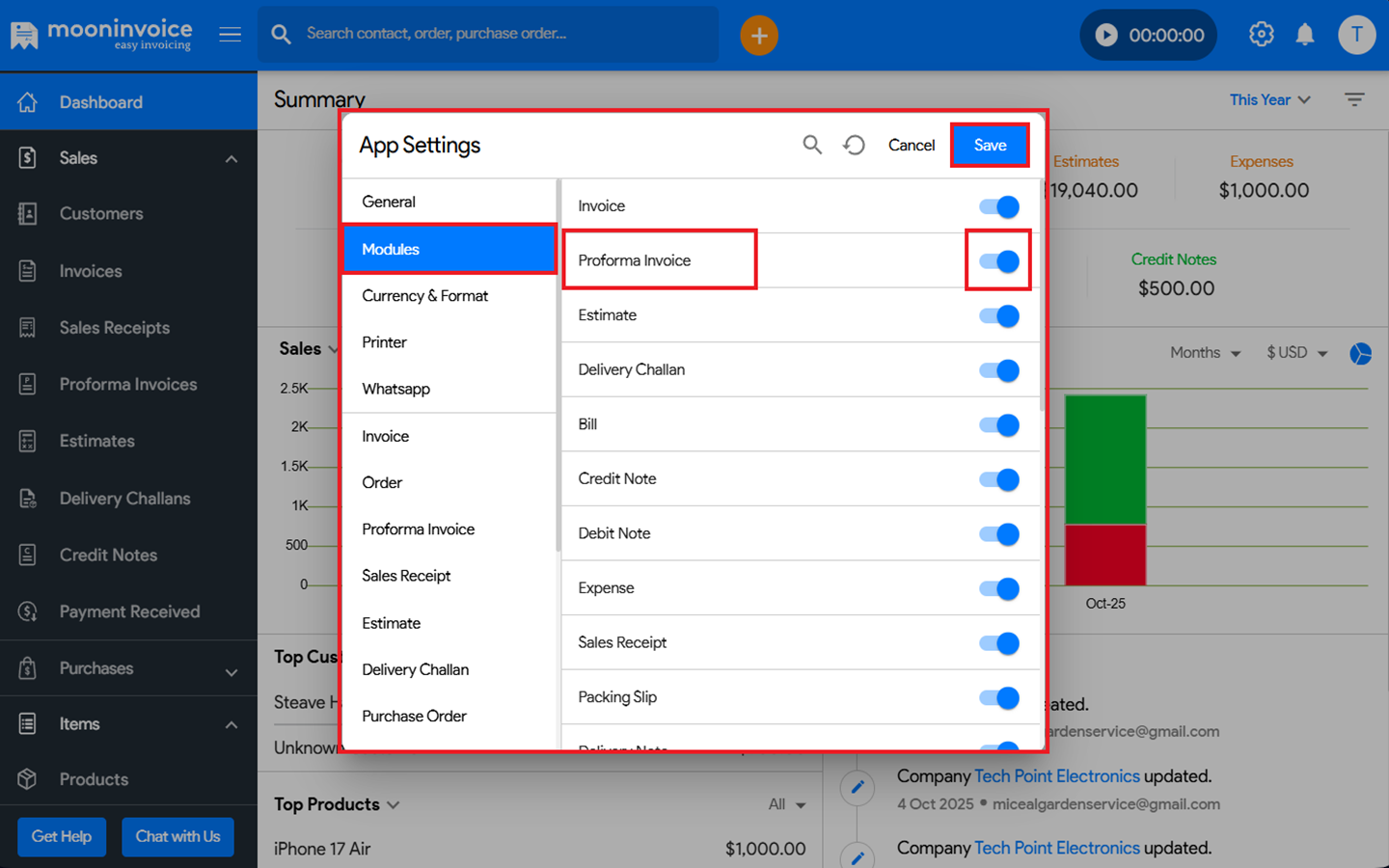 How to hide modules in Moon invoice/POS ? – Moon Invoice - Easy Invoicing