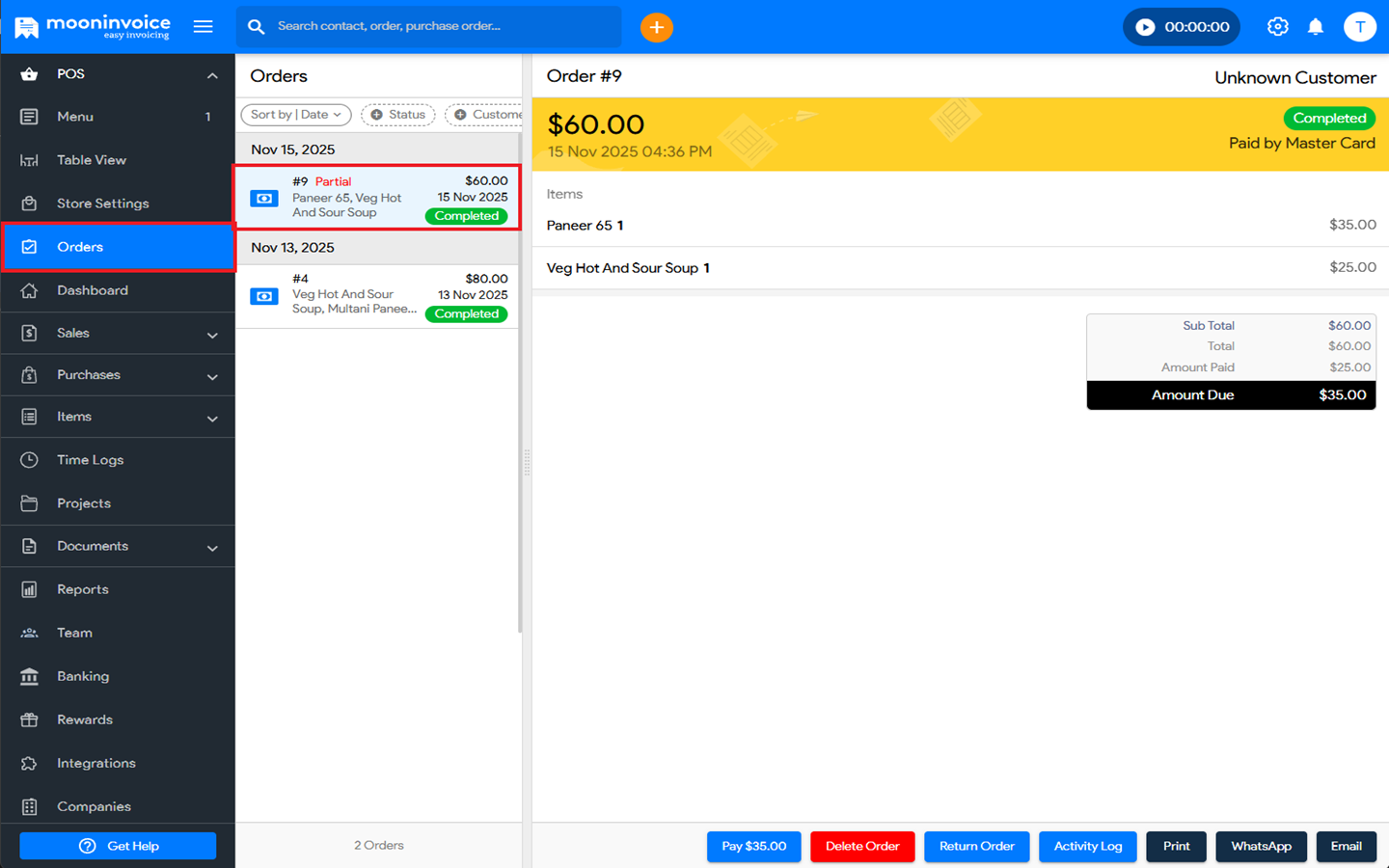 How can I add partial payment in Moon POS? – Moon Invoice - Easy Invoicing