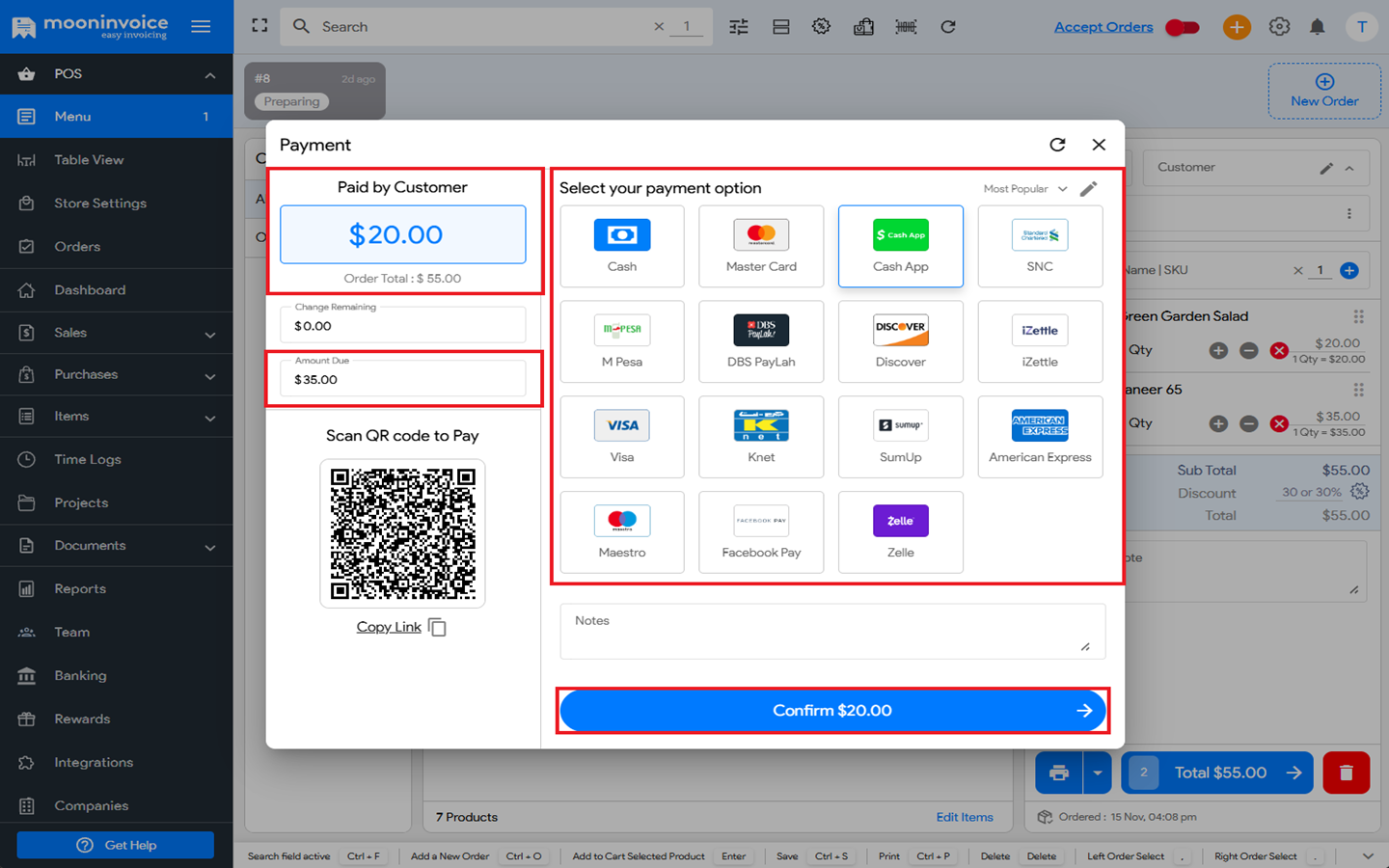How can I add partial payment in Moon POS? – Moon Invoice - Easy Invoicing